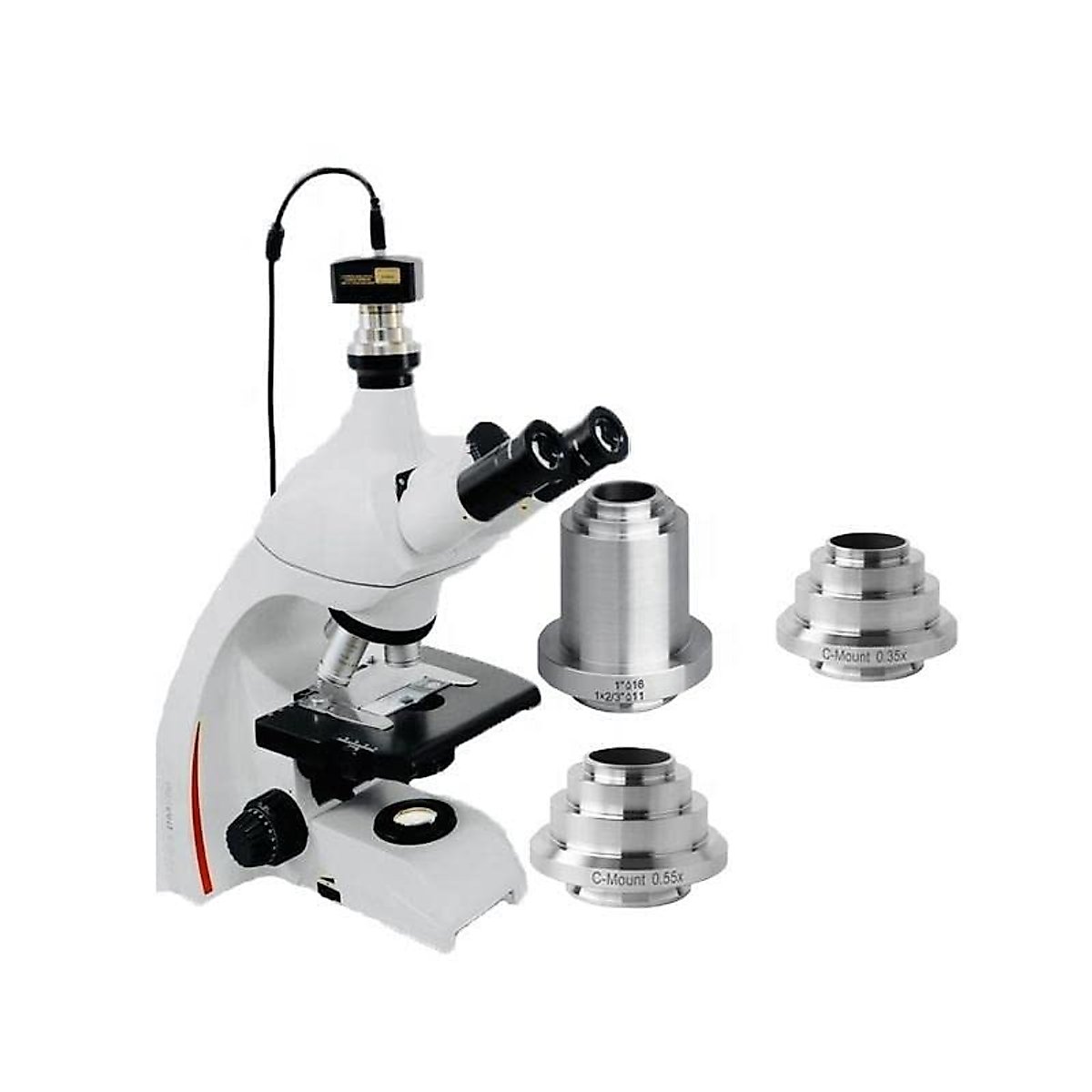 Microscope Accessories Kit for Adult 0.35X 0.55X 1X Standard Reduction Relay Lens Microscope Camera C-Mount Adapter for Trinocular Microscope Accessory (Size : 0.55X)