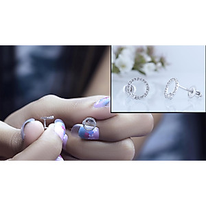 Dazzlingrock Collection 0.15 Carat (ctw) Round White Diamond Open Circle Stud Earrings for Women in 10K White Gold in Screw Back