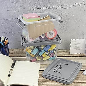 CadineUS 3 Liter Small Storage Boxes with Lids, Plastic Storage Bins Set of 6