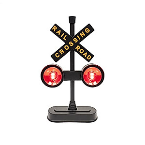 TG,LLC Treasure Gurus Flashing Railroad Track Crossing Signal Red Light Sound RR Xing Train Crossbuck Desk Decor