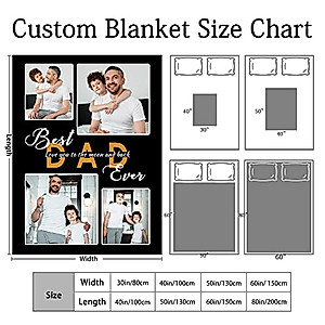Lcyawer for Dad from Daughter Son Wife, Best Dad Ever Blanket, Custom Blanket with Photo, Personalized Blankets with Picture Collage, Unique Birthday Gifts for Husband Papa Grandpa