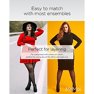 MeMoi Plus Size Curvy Suspender Lace Pantyhose, Control Top Pantyhose for Women, Lightweight Womens Stockings - Black 5X/6X