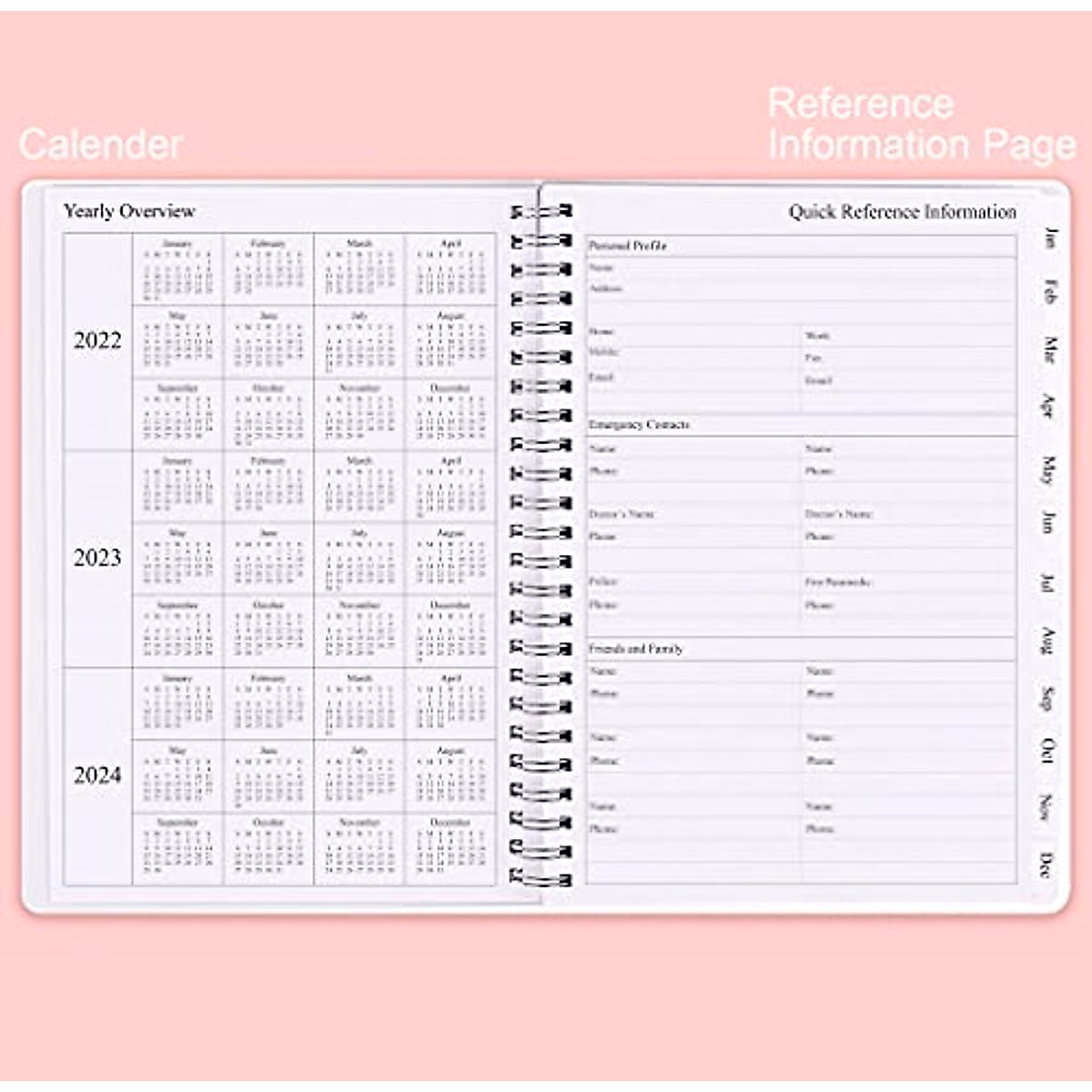 2023 Planner - Weekly & Monthly Planner Runs from Jan 2023 to Dec 2023, 6.25" x 8.25", 12 Monthly Tabs, 14 Notes Pages, Inner Pocket, Flexible Cover with Twin-Wire Binding, Pink