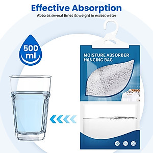 5 Packs Hanging Moisture Absorber, Hanging Closet Dehumidifier Bags, efficient humidity absorber, suitable for Wardrobes, bedroom, bathroom. Hanging Moisture Absorbe 9.8 oz