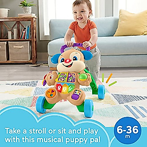 Fisher-Price Laugh & Learn Baby Walker and Musical Learning Toy with Smart Stages Educational Content & Baby Toy Gift Set with Rock-a-Stack Ring Stacking Toy and Baby’s First Blocks Set