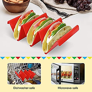 NDGDV Taco Holder Stand Set of 4, Premium Taco Rack Tray Holds Up to 3 or 2 Tacos Each, PP Health Material, Colorful Taco Holder Plate, Dishwasher & Microwave Safe