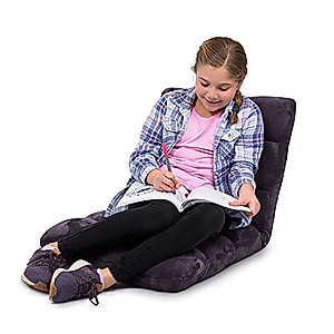 BIRDROCK HOME Adjustable 14-Position Memory Foam Floor Chair for Kids | 22.5" H x 19" W. 5.5" Thick Cushion | Eggplant | Comfy Back Support | Reading Game Meditating | Foldable Banana Rocker Chairs