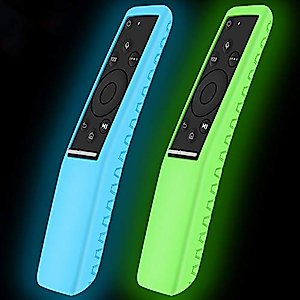 2Pack Silicone Protective Case for Samsung Smart TV Remote Controller BN59 Series,Remote Case Holder Skin for Smart 4K Ultra HDTV Remote,Shockproof Samsung Curved Remote Back Cover-Glowblue Glowgreen