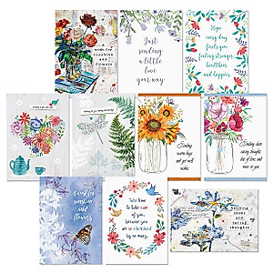 Get Well Greeting Card Value Pack – Set of 18 (9 Designs), Large 5 x 7 inches, Envelopes Included, by Current