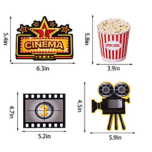 25Pcs Photo Booth Props Kit, Movie Night Party Supplies Decorations Red Carpet Cutouts Movie Party Cards Table Toppers