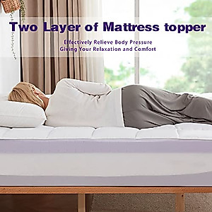 BDEUS Dual Layer 4 Inch Memory Foam Mattress Topper Queen Size, 2 Inch Gel Memory Foam Plus 2 Inch Down Alternative Quilted Pillow Top Cover