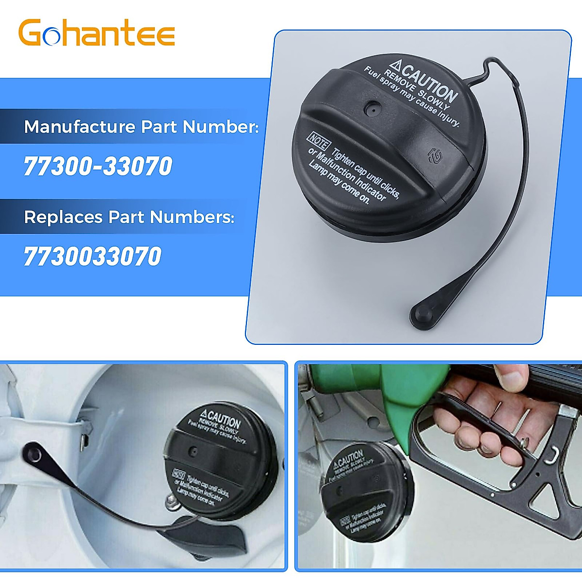 Fuel Tank Gas Cap 77300-33070, Replace 7730033070 Compatible with Toyota 4Runner Avalon Camry Corolla Highlander Matrix Sequoia Sienna Solara Tacoma Tundra Lexus GS300 GS430 ES300 ES330 GX470 RX330