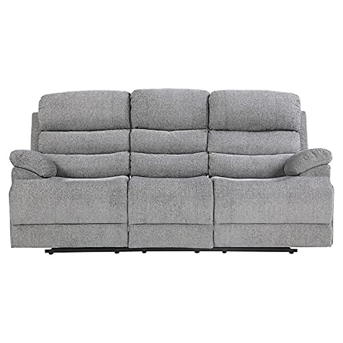 Pemberly Row Transitional Fabric Power Headrest Double Reclining Sofa in Gray