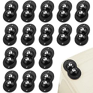 Mini Caster Wheels Appliance Wheels Self Adhesive Swivel Caster Wheels Stick on Stainless Steel Paste Small Appliance Casters Double Bead Universal Wheel for Furniture Box Mini Roller (Black,16 Pcs)