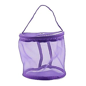 Knitting Bag for Yarn Storage, Oxford Cloth Woven Crocheting Organizer Holder Hollow Mesh Cylinder Crochet Wool Small Accessories Container Tool (Purple)