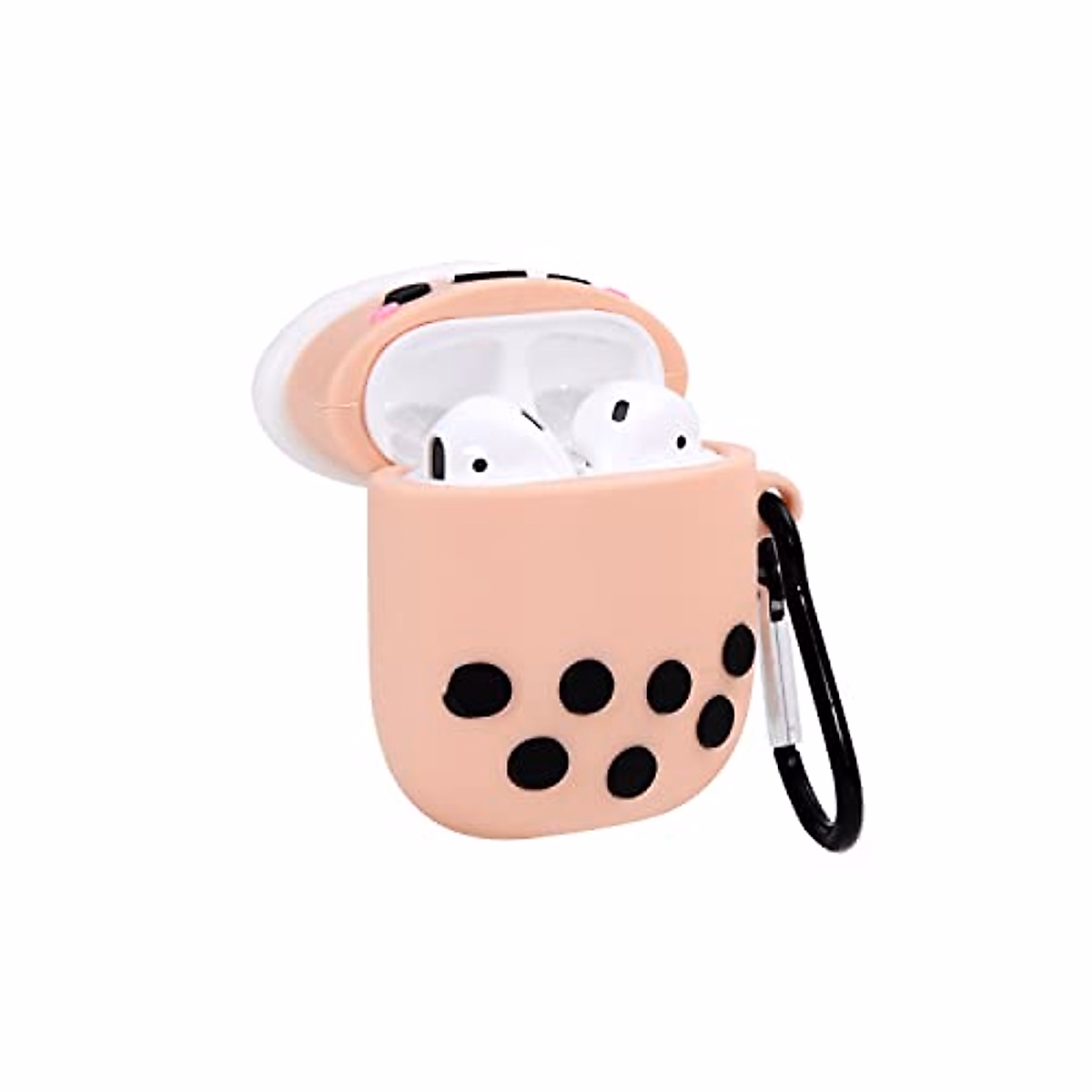 KIQ Cartoon for AirPods Case Cover Cute Soft Protective Cover w/Keychain for Women Men for Apple AirPods 2nd Generation Case AirPod Case 1st Generation Air Pod Silicone (Smiley Boba)