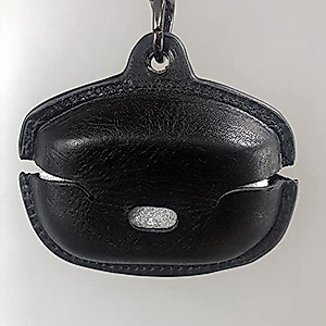 Genuine Leather Case Compatible with Sony WF-1000XM4 True Wireless Earphone Protective Case Crazy Horse Leather Cover with Leather Lanyard (Black)