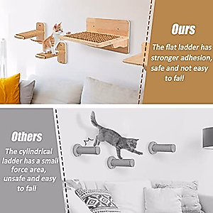 4 Pcs Wall-Mounted Cat Hammock Climbing Steps Set, Cat Shelves Perches with Scratching Mat, Cat Wall Furniture for Indoor Cats Playing Lounging Climbing