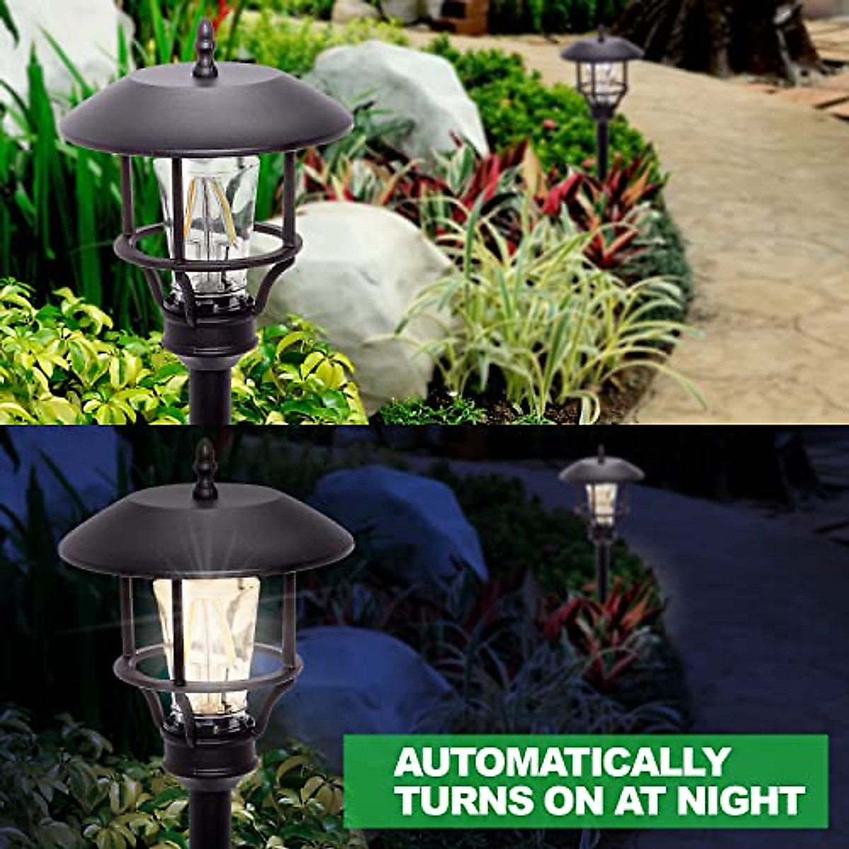 GreenLighting Low Voltage Outdoor Lights - Modern Vintage Path Stake Lights - Walkway Lights, Garden and Lawn Lights, Landscape Lighting - Waterproof, Rust-Resistant (8 Pack)
