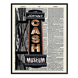 Johnny Cash Museum Dictionary Art Print - Vintage Upcycled Wall Art Poster - Modern Chic Home Decor for Bedroom, Living Room, Kitchen, Office - Gift for Country Music, Nashville Fans - 8x10 Photo