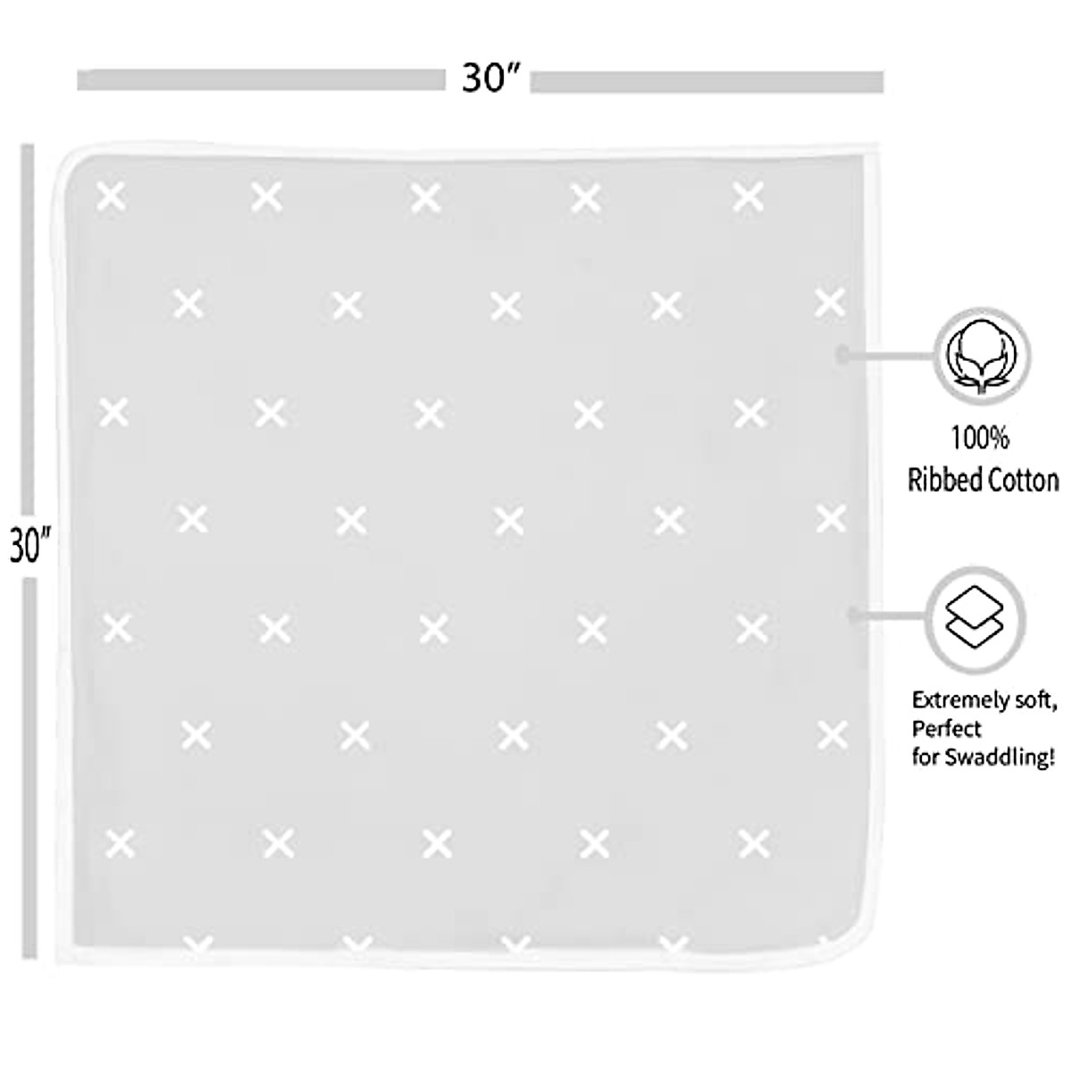 Baby Blankets – Soft Pure Cotton Blankets – 6 Pack of Breathable Swaddle Blankets – Unisex Baby Swaddle Blanket for Boys and Girls in Grey White Designs – Multi Use Blankey – 30 x 30 inches
