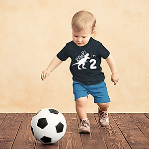 2nd Birthday Shirt boy Dinosaur rawr im 2 Toddler Two Year Old Second Dino Outfit (Charcoal Black, 2 Years)