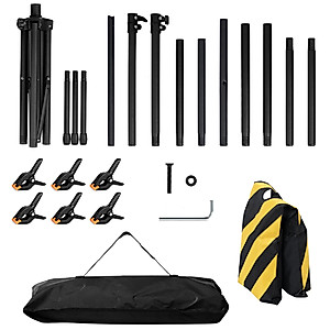 8x5ft T-Shape Backdrop Stand, Adjustable Background Support Stand Kit, Portable Photo Banner Holder with 6 Spring Clamps, Sandbag, Carry Bag for Party, Wedding, Photography and Decoration