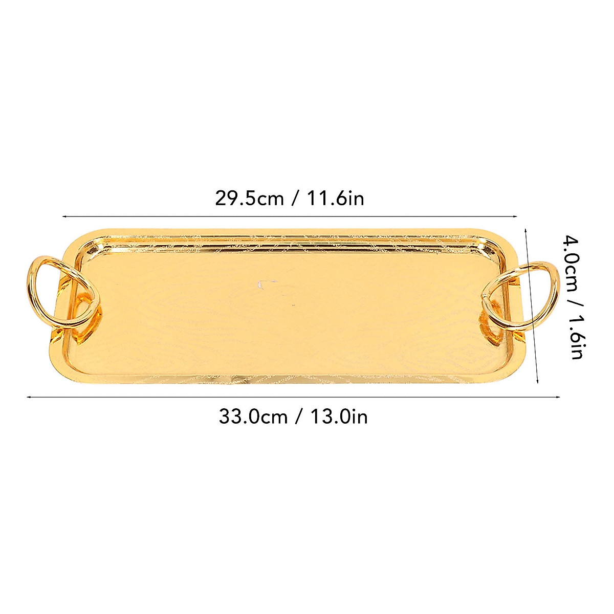 Rectangular Tea Cup Tray Gold Storage Fruit Tray Stainless Steel Serving Tray with Round Handle Food with Round for Wedding Party Birthday Picnic