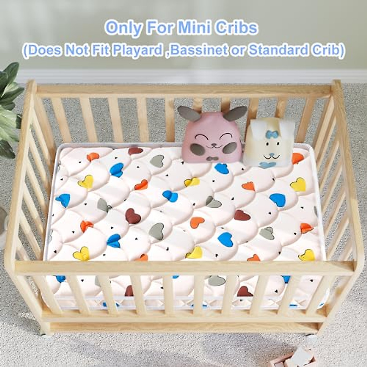 Mini Crib Mattress 38" x 24" x 4"- Firm Support and Comfort Premium Foam,Noiseless and Odorless,Hypoallergenic Mini Crib Mattress,Fits Mini and Portable Cribs,Dual Sided with Soft Breathable Fabric