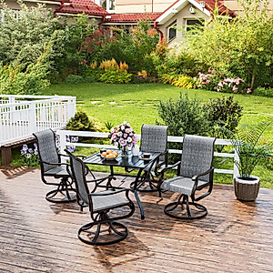 UDPATIO Patio Swivel Dining Chairs Set of 4, Outdoor Swivel Chairs High Back with All Weather Textilene Metal Rocking Frame for Lawn Garden Backyard, Dark Gray