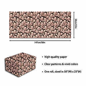 Jaydouble Custom Gift Wrapping Paper Personalized Wrapping Paper with Face Gift Wrap Paper Roll Funny Cute Wrapping Paper for Teens Kids Women Men Mom Dad Wedding