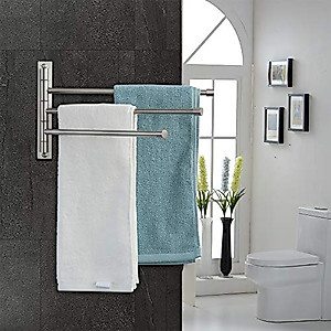 GLENNOR Swivel Towel Bar, SUS304 Stainless Steel Swing Out Towel Rack Brushed Finish Wall Mounted Space Saving Bar