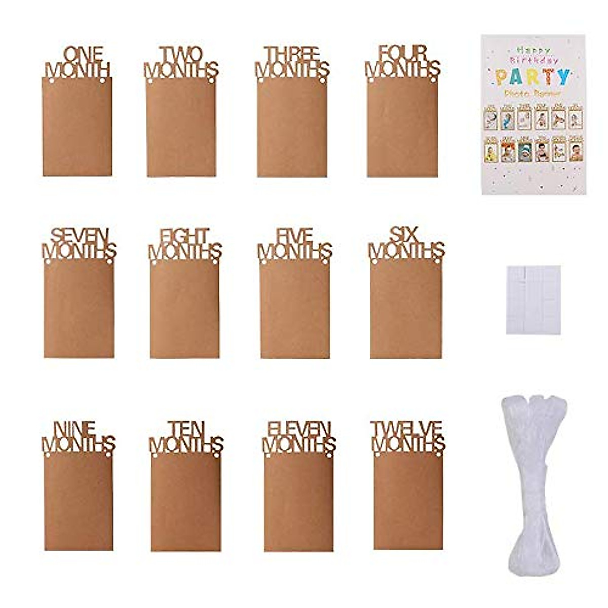 OOTSR 1st Birthday Photo Banner Growth Record 1-12 Month Photo Prop for First Birthday Party Bunting Decor