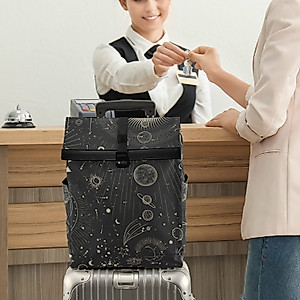 Moon And Stars Goth Travel Roll Top Backpack for Men, Expandable Waterproof Trendy Laptop Backpack