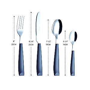 EXZACT Cutlery Set Coloured 16PCS - Stainless Steel with Plastic Wide Handles – Comfortable to Hold - 4 x Forks, 4 x Dinner Knives, 4 x Dinner Spoons, 4 x Teaspoons – Service for 4