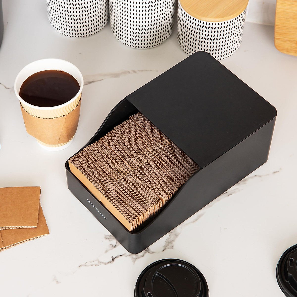 Mind Reader Coffee Sleeve Storage Dispenser Organizer, Black 6 X 9.57 X 3.78