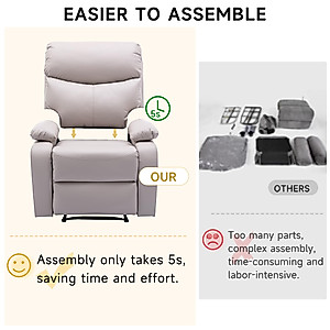 hzlagm Manual Recliner Chairs for Adults, Small Recliners for Small Spaces, PU Leather Recliner Chair, Single Sofa Living Room Chair for RV, Beige