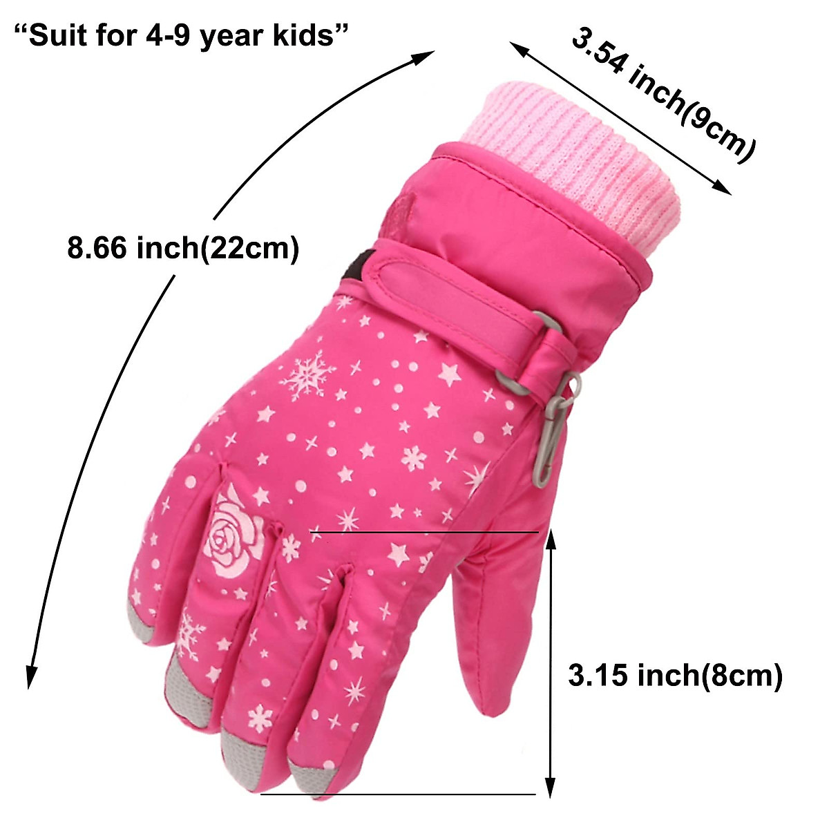 Aniywn Winter Gloves for Kids 4-9, Winter Snow Ski Gloves Children Snowboard Gloves Waterproof Winter Cold Weather Gloves