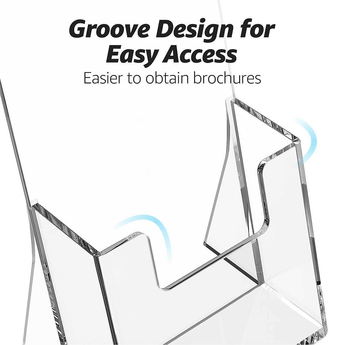 MaxGear Acrylic Brochure Holder 4 inch, Plastic Brochure Holders Clear Countertop Acrylic Literature Holder Flyer Trifold Holder Plastic Display Stand For Pamphlet, Booklet, Magazine, Menu, 2 Pack