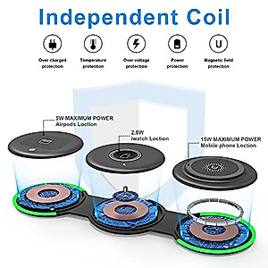 3 in 1 Wireless Charging Station,Apple Magnetic Foldable Fast Charger Pad for Magsafe iPhone14/Pro/Max/Plus/13/12/11/Pro/XS/XR/8,Watch Series 4/5/6/7/8,AirPods 3/2/Pro(Adapter Included)