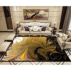Gold marbling Texture Design Golden Marble Pattern Fluid Art Rugs Soft Non-Slip Indoor Outdoor Living Room Bedroom Kids Room Modern Home Decor Carpet Mat Yoga Mat Runner Rugs Doormat