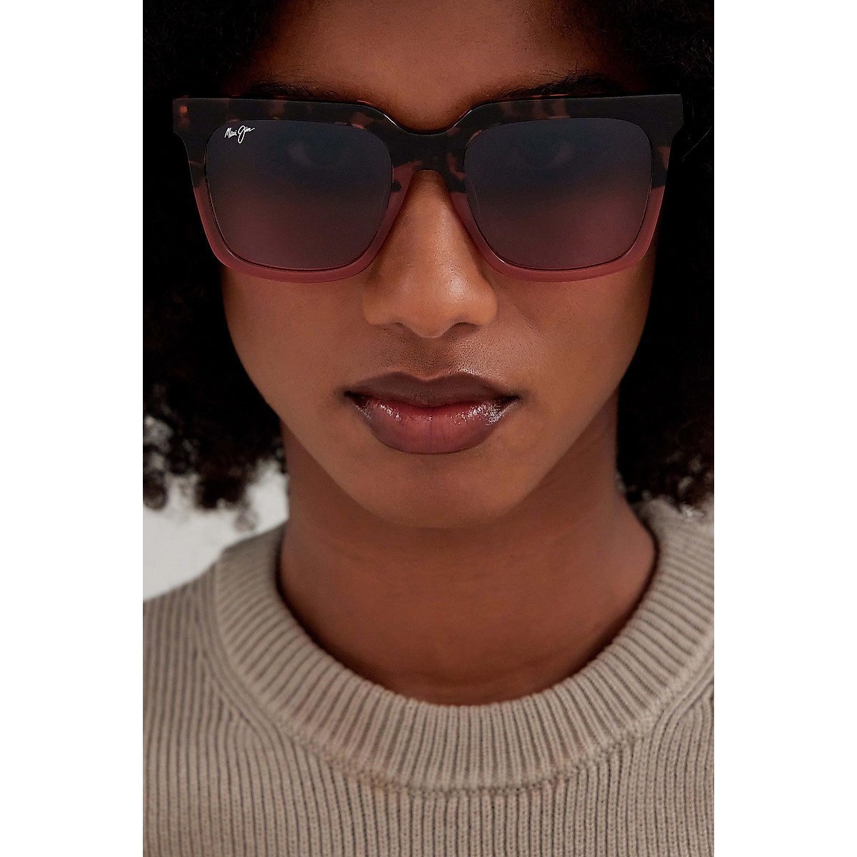 Maui Jim Rooftops Square Sunglasses, Pink Tortoise W/Pink/Maui Rose Polarized, Medium