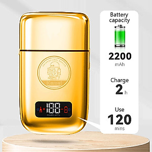 KEMEI Electric Razors for Men, Professional Cordless All Metal Electric Razor, Lithium Titanium Razors, USB Rechargeable Facial Beard Trimmer,Golden