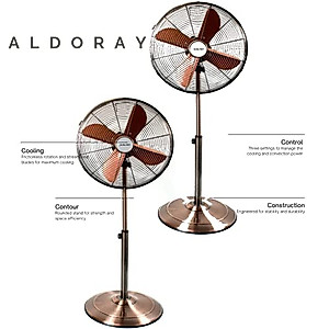 AldoRay Vintage 16 Inches Pedestal Fan (Copper)