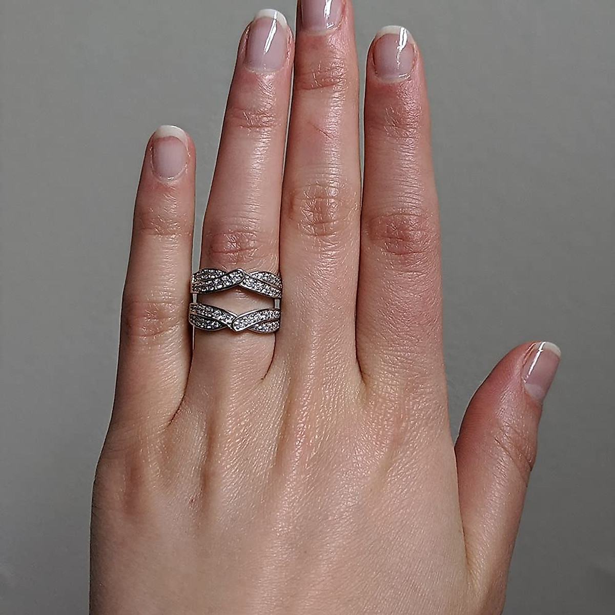 TwoBirch Sterling Silver Infinity Bypass Engagement Ring Guard With Cubic Zirconia (3/4 ct., Size 6)