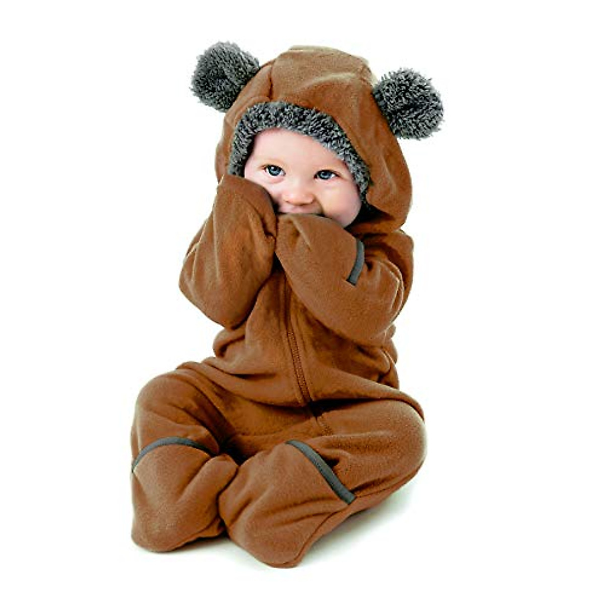Fleece Baby Bunting Bodysuit – Infant One Piece Kids Hooded Romper Outerwear Toddler Jacket