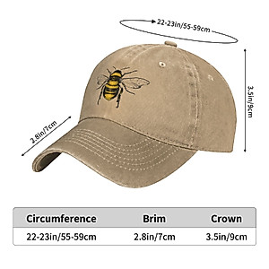 Funny Bees Hat Honey Bees Baseball Cap for Women Vintage Mens Hats Natural