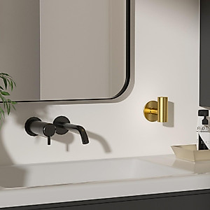 Kruodop Adhesive Hooks for Bathroom, 4 Packs of Towel Hooks, Wall Mount Towel Holder, Matte Wall Robe Hook, Stainless Steel Heavy Duty Door Hanger Towel Hook for Kitchen, Bedroom, and Hotel-Gold