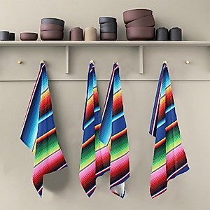 Kigai Kitchen Dish Towels Mexican Serape Blanket Stripes Soft Tea Towel Set of 4 Absorbent Dishcloths Hand Towels for Dish Clean Cloth 28" x 18"