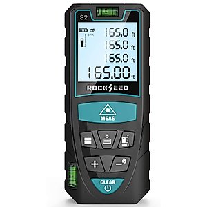 Laser Measure, RockSeed 165 Feet Digital Laser Distance Meter with 2 Bubble Levels,M/in/Ft Unit Switching Backlit LCD and Pythagorean Mode, Measure Distance, Area and Volume (165 Feet)